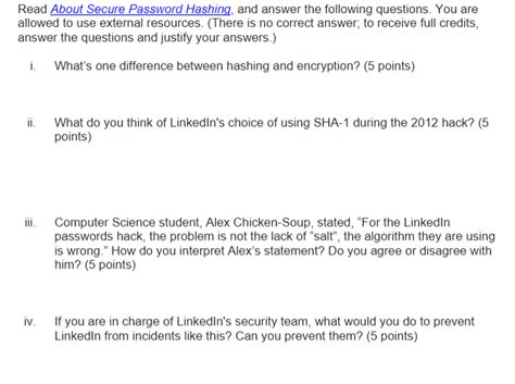 Solved Read About Secure Password Hashing And Answer The