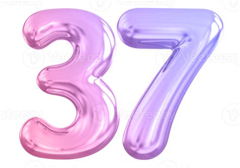 37 Number Gradient 3d Render 36308630 Png