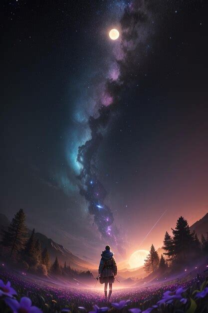 Premium Ai Image There Is A Person Back Under The Colorful Cosmic