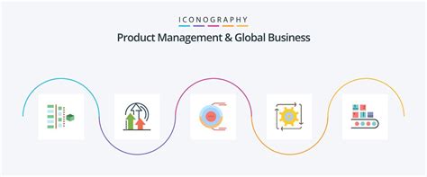 Product Managment And Global Business Flat 5 Icon Pack Including Flow