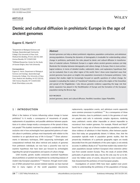 Pdf Demic And Cultural Diffusion In Prehistoric Europe In The Age Of Ancient Genomes