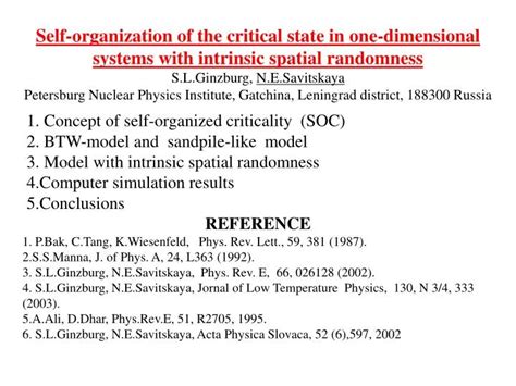 Ppt 1 Concept Of Self Organized Criticality Soc 2 Btw Model And