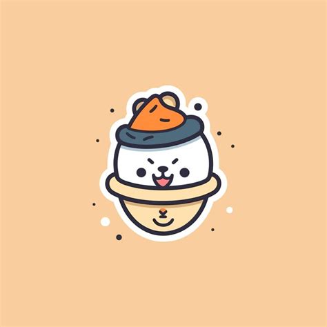 귀여운 아이스크림 마스코트 콘 요리사 로고 그림 프리미엄 벡터