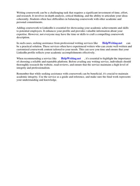 adding coursework to linkedin pdf résumé linked in