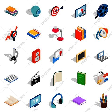 Tutorial Icons Set Vector Isometric Science Graduation Business Png