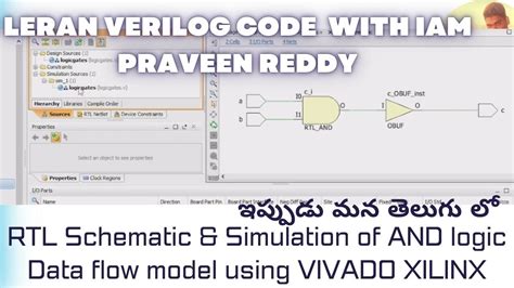 rtl schematic and simulation of and logic data flow model using vivado