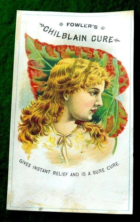 Fowlers Chilblain Cure Lovely Girl Big Red And Green Leaf Victorian