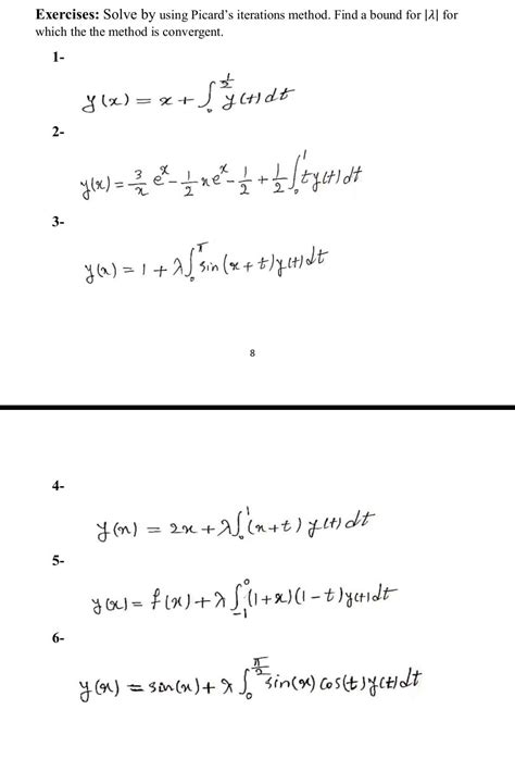 Solved Exercises Solve By Using Picard S Iterations Method Chegg Com