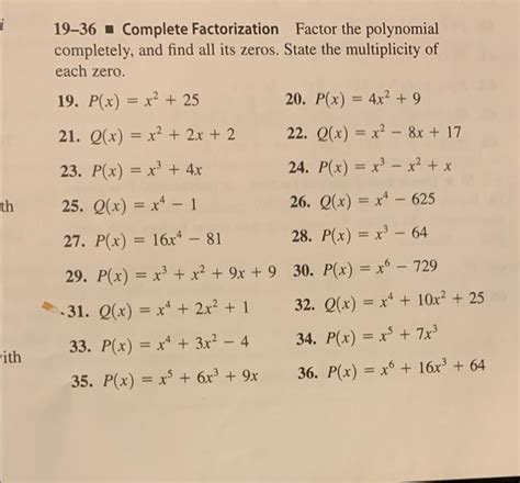Solved 19 36 Complete Factorization Factor The Polynomial