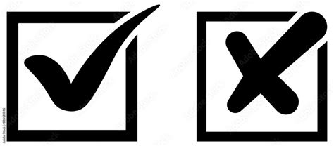 Check Mark And Cross Icons Checkmark Tick And Cross Symbol Checkbox Icons Vector Stock Vector