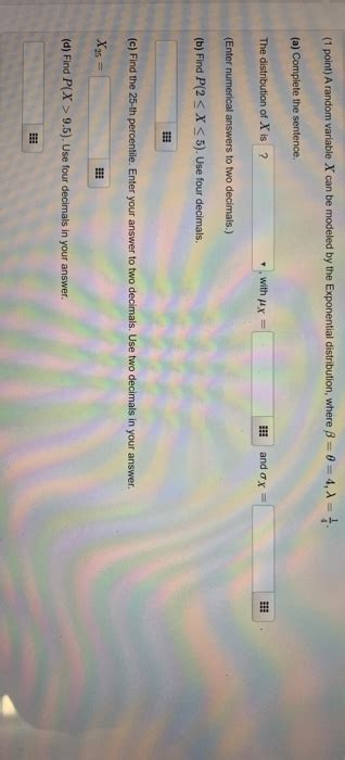 Solved 1 Point A Random Variable X Can Be Modeled By The