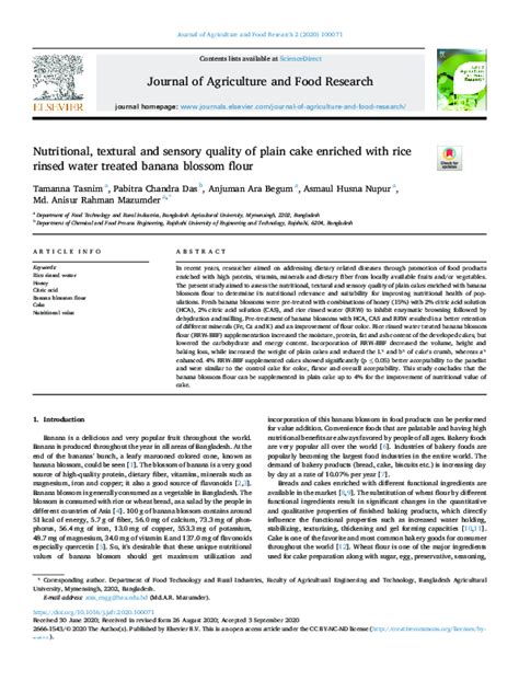 Pdf Nutritional Textural And Sensory Quality Of Plain Cake Enriched
