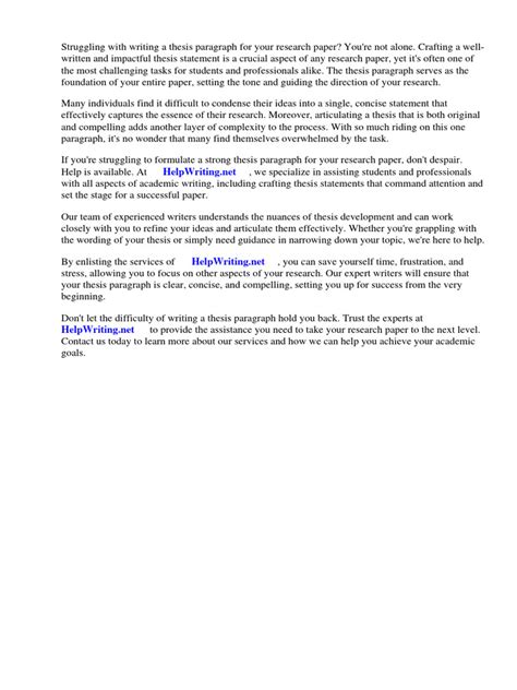 Writing A Thesis Paragraph For A Research Paper Pdf