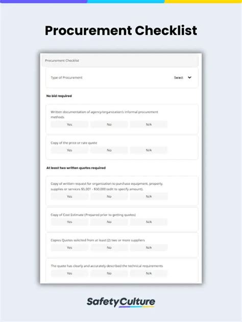 Free Procurement Checklist And Template Pdf Safetyculture In 2024