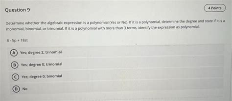 Solved Determine Whether The Algebraic Expression Is A