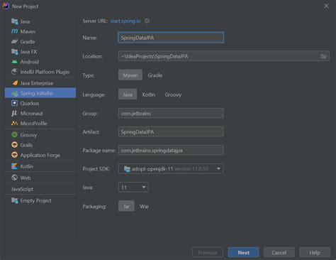 creating a new spring boot project jetbrains guide