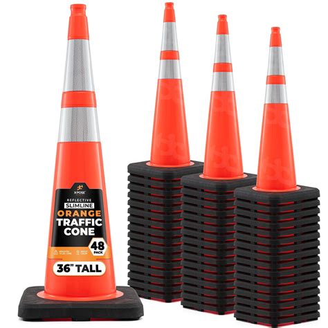 Xpose Safety 36 Inch Orange Slim Line Traffic Cones Heavy Duty 12lb
