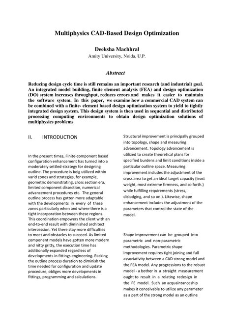 Pdf Multiphysics Cad Based Design Optimization