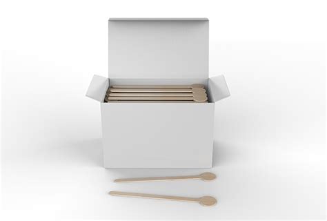 브랜딩을 위한 커피 교반기 종이 상자 포장 3d 렌더링 그림입니다 0명에 대한 스톡 사진 및 기타 이미지 0명 3차원 형태 갈색 Istock