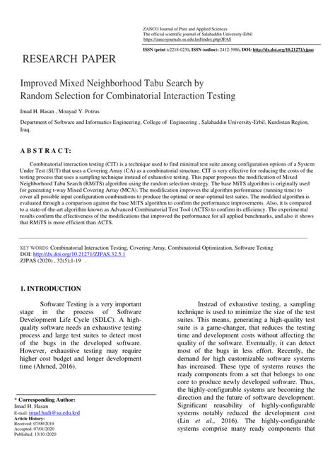 pdf improved mixed neighborhood tabu search by random selection for