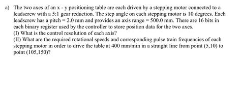 Solved A The Two Axes Of An X Y Positioning Table Are Chegg Com