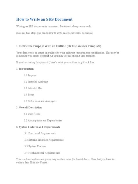 How To Write An Srs Document Pdf