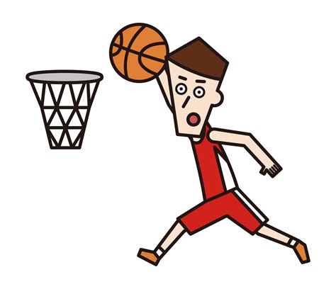 농구 선수 남성 덩크의 그림 무료 일러스트 소재집 Kukukeke