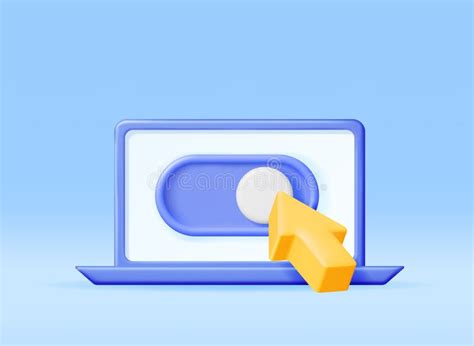 3d Mouse Cursor And Switch Button In Computer Stock Vector
