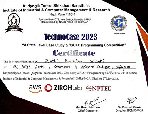 Parth Solanki On Linkedin Technocase Nptel Aicte Iicmr Aws