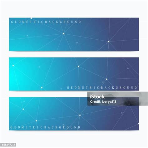 과학 표준 크기 배너 기하학적 추상 적 프리젠 테이션 의료 과학 기술 화학 배경 분자 및 통신 사이버 네틱 점 라인 신경총 카드 표면 변경에 대한 스톡 벡터 아트 및 기타