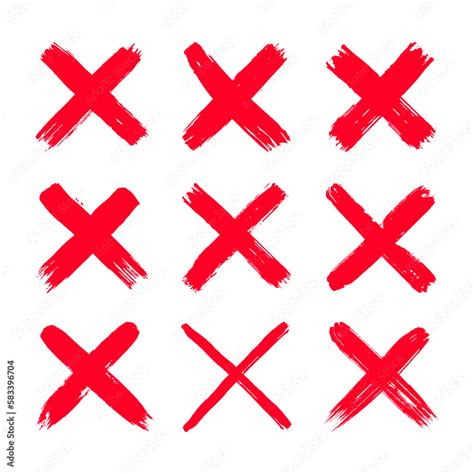 Dirty Grunge Hand Drawn With Brush Strokes Cross X Vector Illustration Icon Set Cross Mark