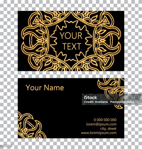 벡터 템플릿 격리 명함 검은 색 배경에 3d 볼륨 볼록 엠보싱 기하학적 황금 창조적 인 패턴 이름에 대한 스톡 벡터 아트 및 기타 이미지 Istock