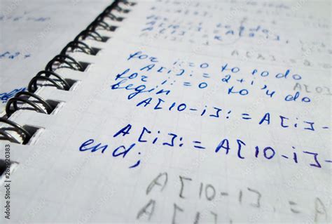 Pascal Program Written In A Notebook Side View The Work Of The Programmer And Sisadmida Stock