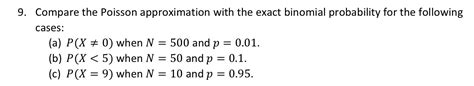 Solved 9 Compare The Poisson Approximation With The Exact