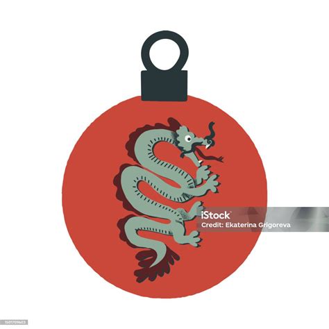 다가오는 2024년의 상징인 용과 함께 크리스마스 트리 싸구려 음력 기호 중국 전통 용 동양 뱀이 있는 달콤한 기념품 벡터 격리된 그림입니다 12월에 대한 스톡 벡터 아트