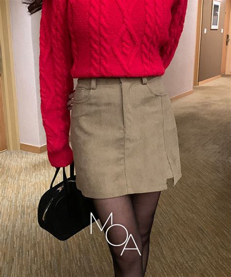 모어라운드 🎬 속바지 O 페리나 코듀로이 절개 미니 스커트 3color