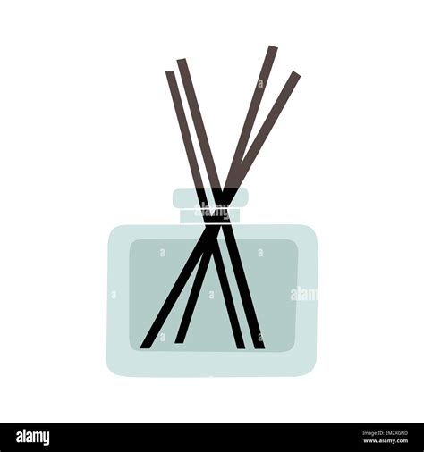 Aroma Reed Diffuser Wooden Aroma Sticks In A Glass Jar Isolated On White Background Vector