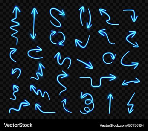 Neon Light Orientation And Navigation Arrows Vector Image