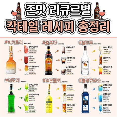 리큐르별 뽕뽑는 존맛 칵테일 레시피 지식사이트