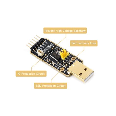Waveshare Usb To Uart Debugger Module For Raspberry Pi 5 Type A Port