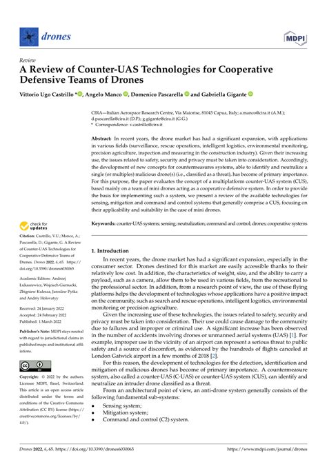 Pdf A Review Of Counter Uas Technologies For Cooperative Defensive