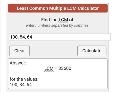 Lcm Calculator Least Common Multiple