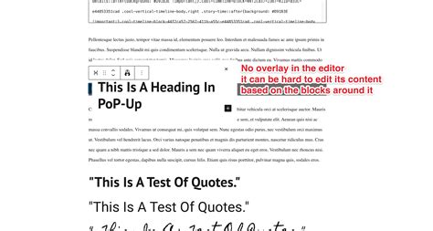 popup block hard to edit in the editor preview · issue 1383 · codeinwp