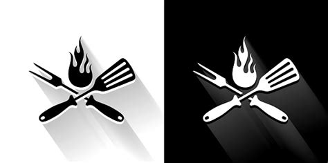 긴 그림자와 흑백 아이콘 구이 기구 개념 기호에 대한 스톡 벡터 아트 및 기타 이미지 개념 기호 그림자 긴 그림자 디자인