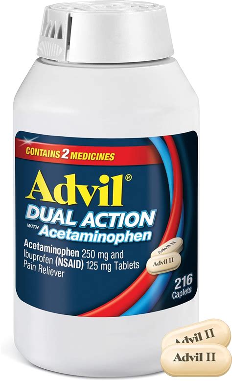 Advil Dual Action Coated Caplets With Acetaminophen 250 Mg