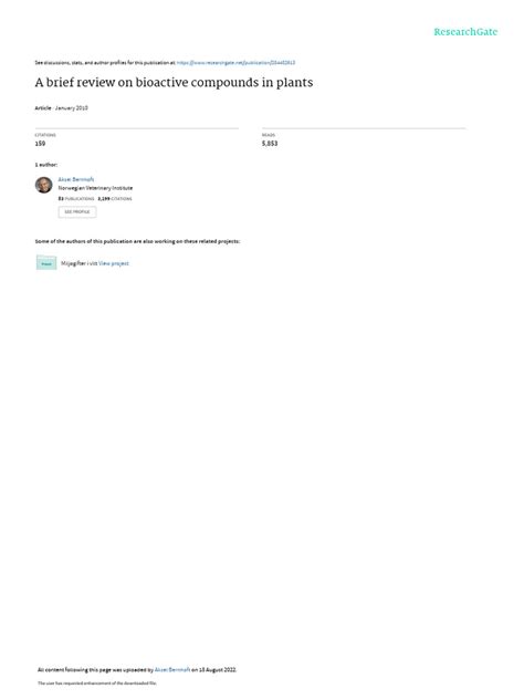 Bernhoft Abriefreviewonbioactivecompoundsinplants Pdf