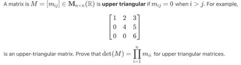 Solved A Matrix Is M Mij ∈mn×nr Is Upper Triangular If