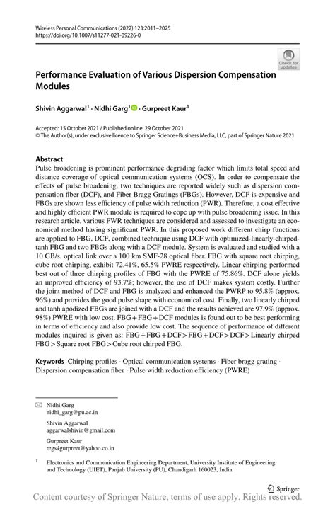Performance Evaluation Of Various Dispersion Compensation Modules