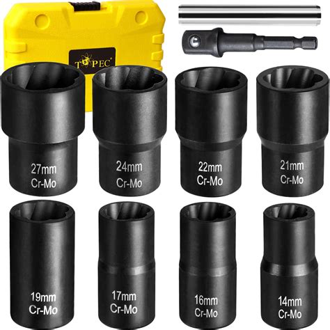 Bolt Extractor Set 10 Piece Lug Nut Remover Socket Tool