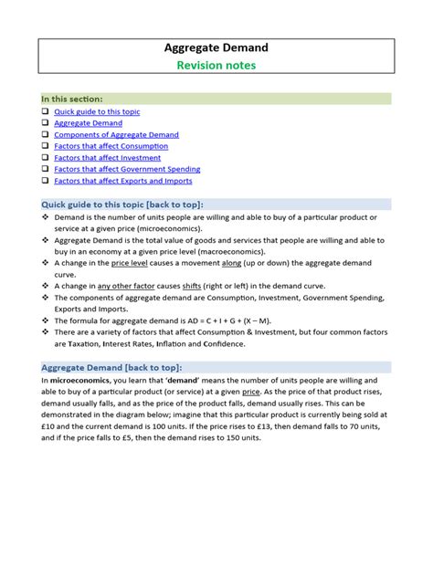 Aggregate Demand Revision Notes Pdf Aggregate Demand Demand